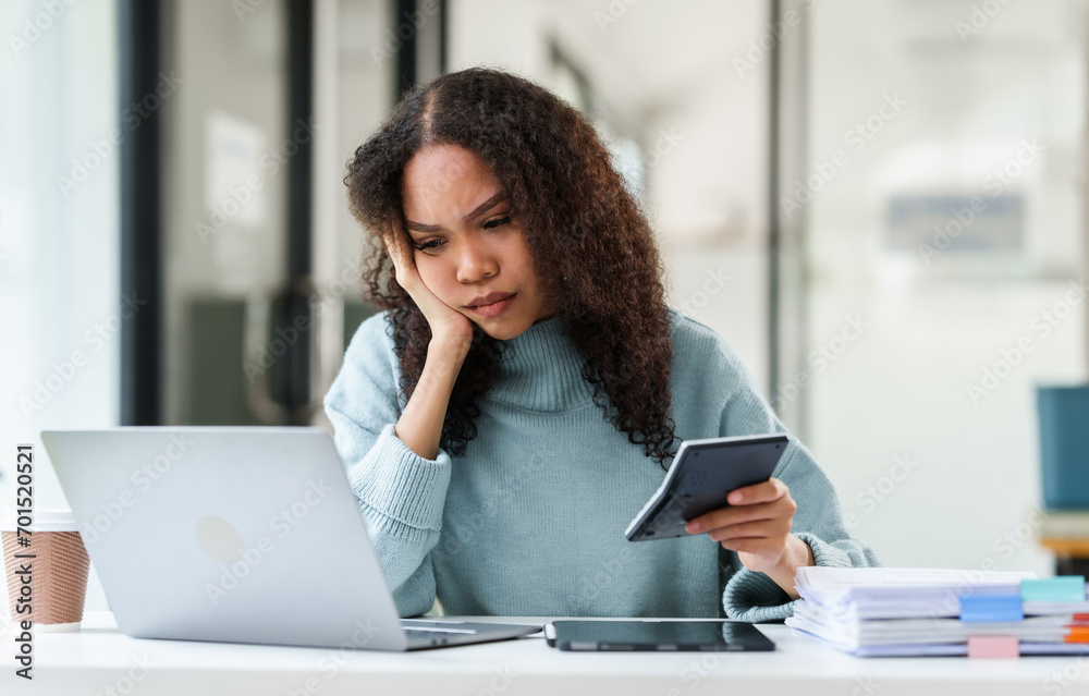 African American university student looking worried or stressed while ...