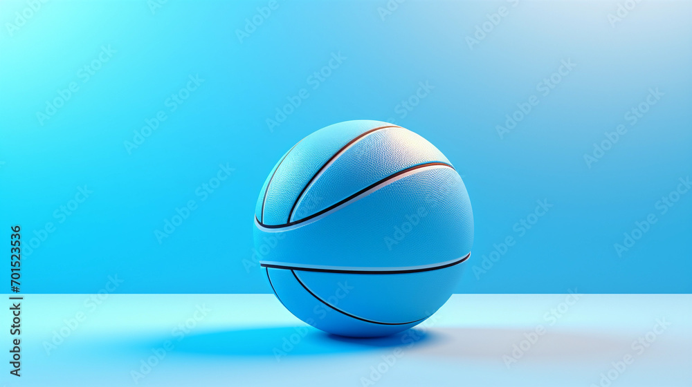 Blue basketball on a blue gradient background with soft shadows and ...
