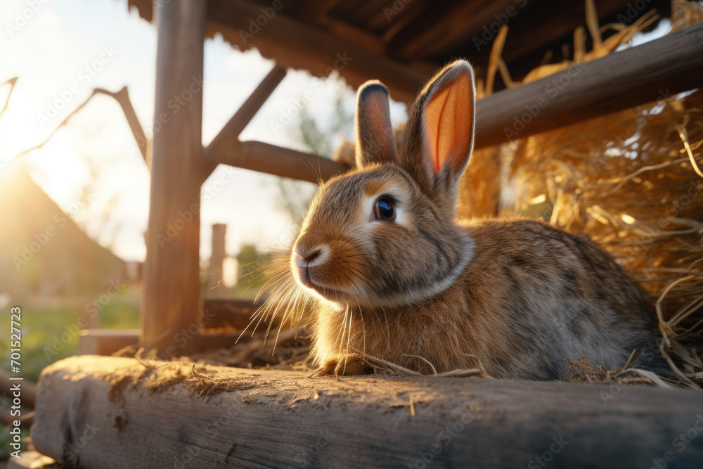 A gentle rabbit enjoying a quiet moment in a comfortable enclosure ...