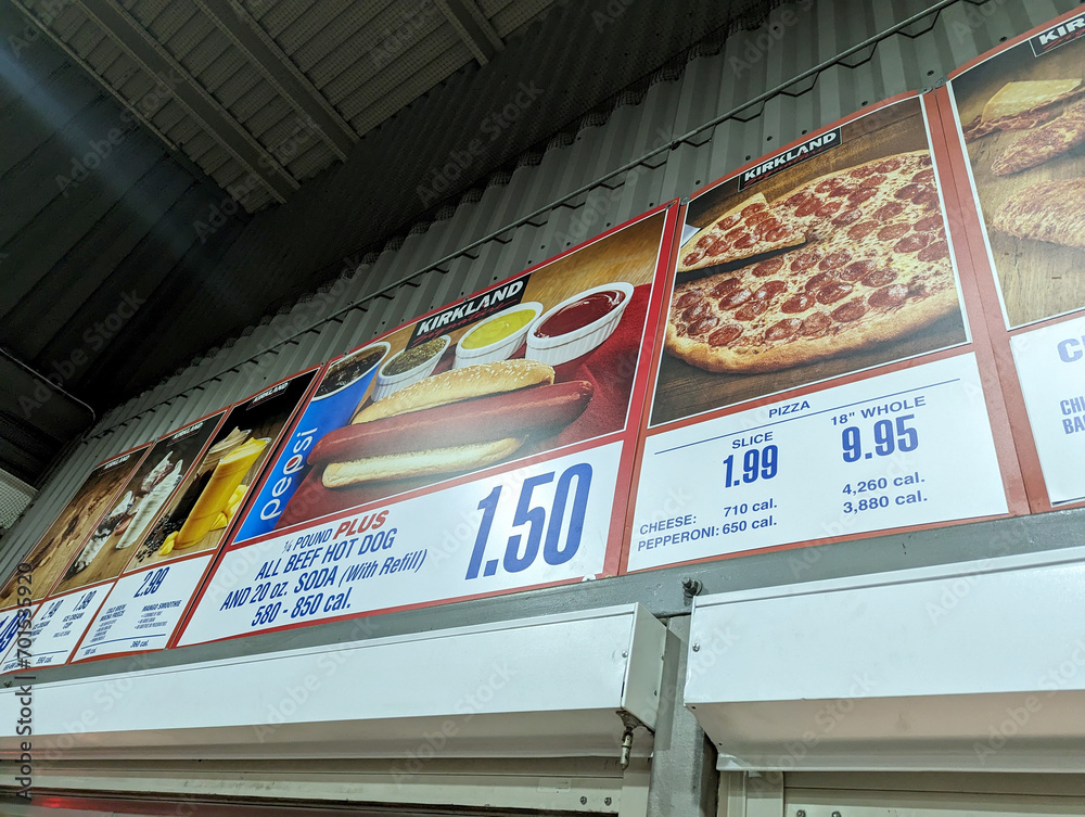 Costco Food Court Menu Board with Prices and Pictures Stock Photo ...