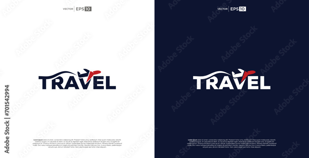 Travel modern wordmark logo design. plane logo vector illustration ...