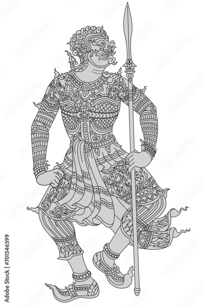 Traditional Thai giant line drawings for tattoo designs. Stock Vector ...