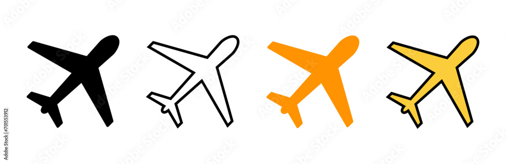 Plane icon set vector. Airplane sign and symbol. Flight transport ...