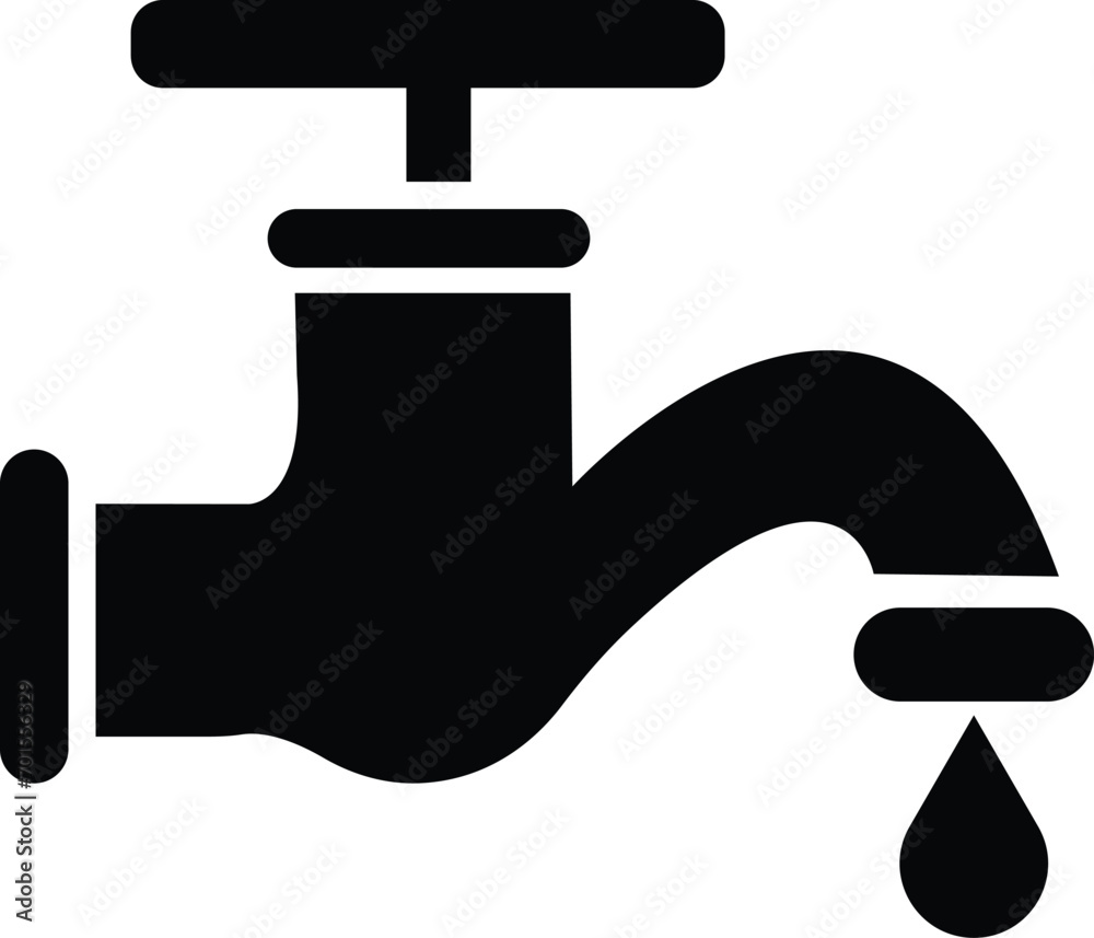 Water Faucet Icon vector, Tap sign. Bathroom symbol. Water flows from ...