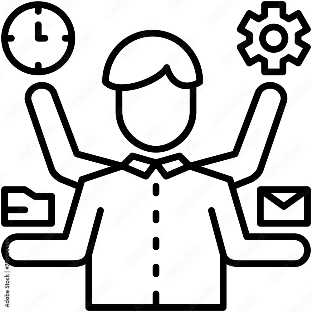 Multitasking Icon. Multi Task Workload Pictogram Graphic Illustration ...