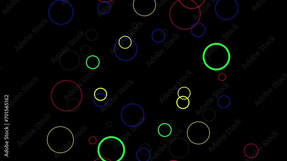2D animation of rotating colourful circle shapes on black background ...
