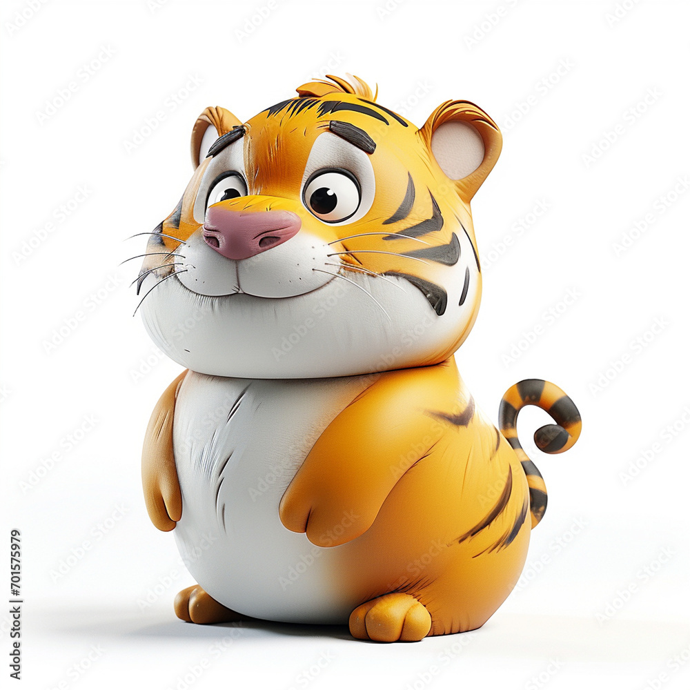 A cute fat tiger character design, in style of POP MART, 3D style,super ...