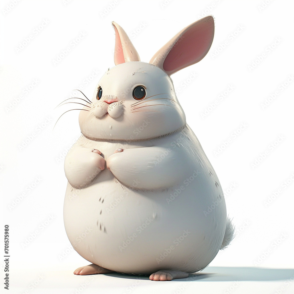 A cute fat rabbit character design, in style of POP MART, 3D style ...