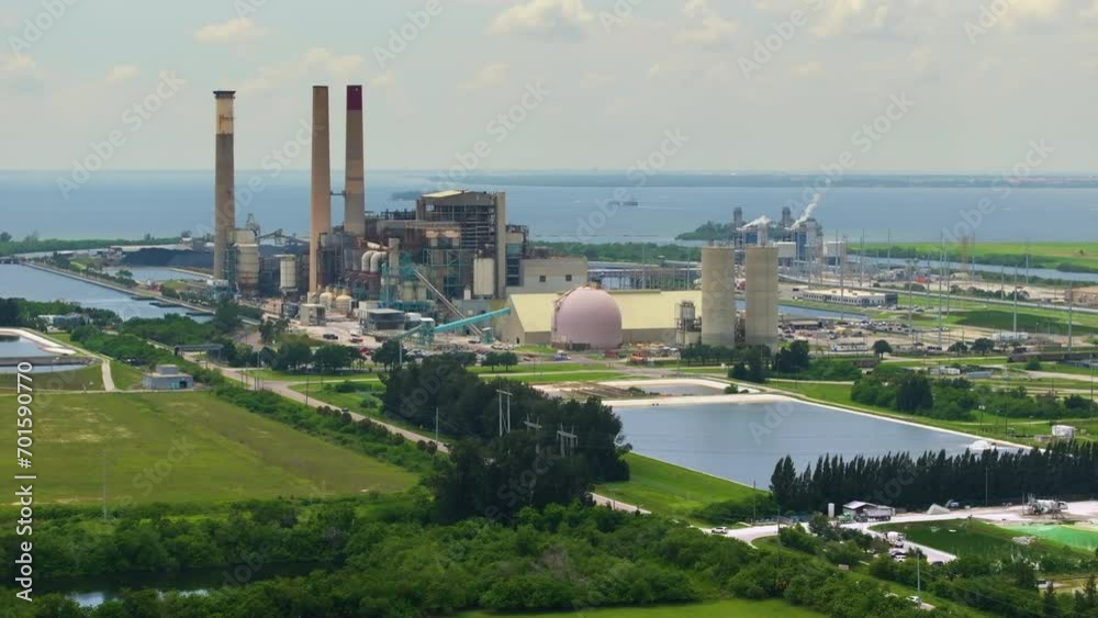 Thermal power plant burning coal fossil fuel for production of ...