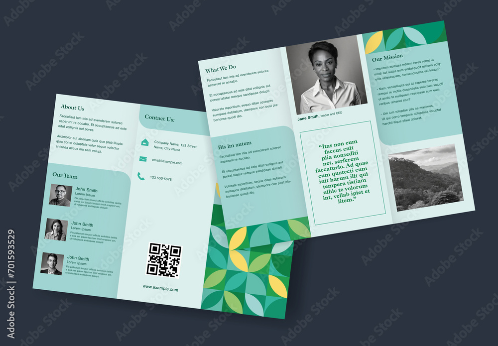 Green Leaves TriFold Brochure Template Stock Template | Adobe Stock