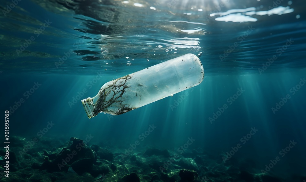 Environment Day, underwater photography plastic bottlle on the sea ...