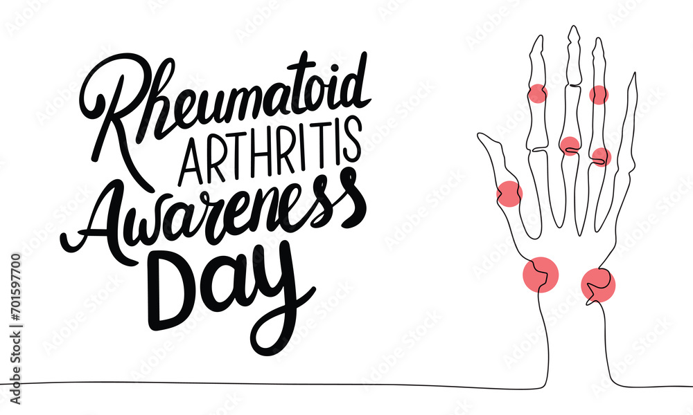 Rheumatoid Arthritis Awareness Day text banner. Handwriting text ...