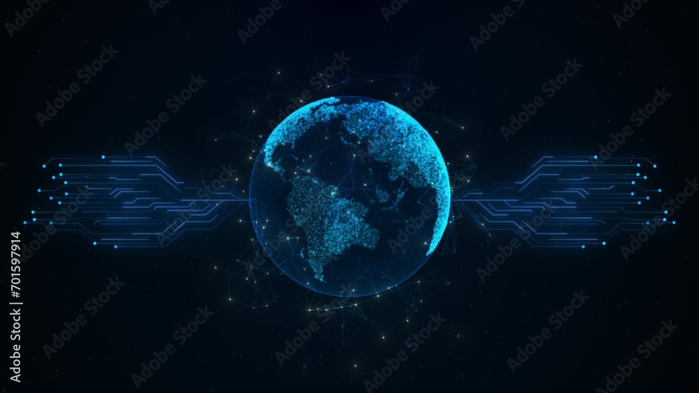 Global Technology. 3d Earth Digital Connected Network Background ...