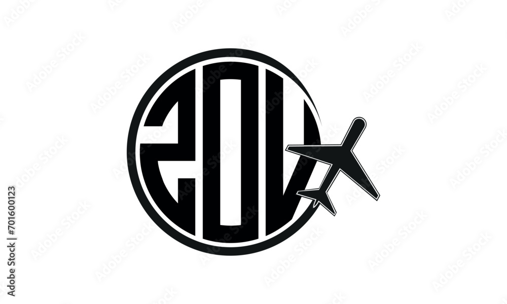 ZOV three initial letter circle tour & travel agency logo design vector ...