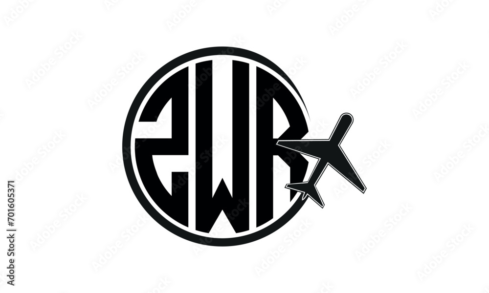ZWR three initial letter circle tour & travel agency logo design vector ...