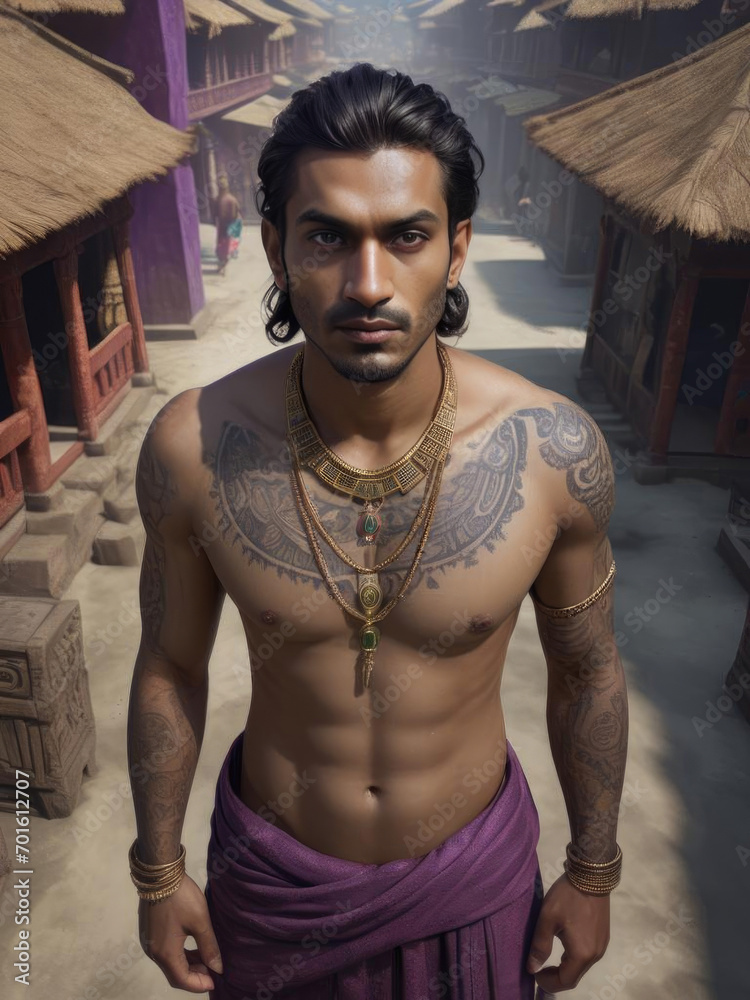Ultra-Realistic 8K Render of a Tall Lean South Asian Man with Mayan ...