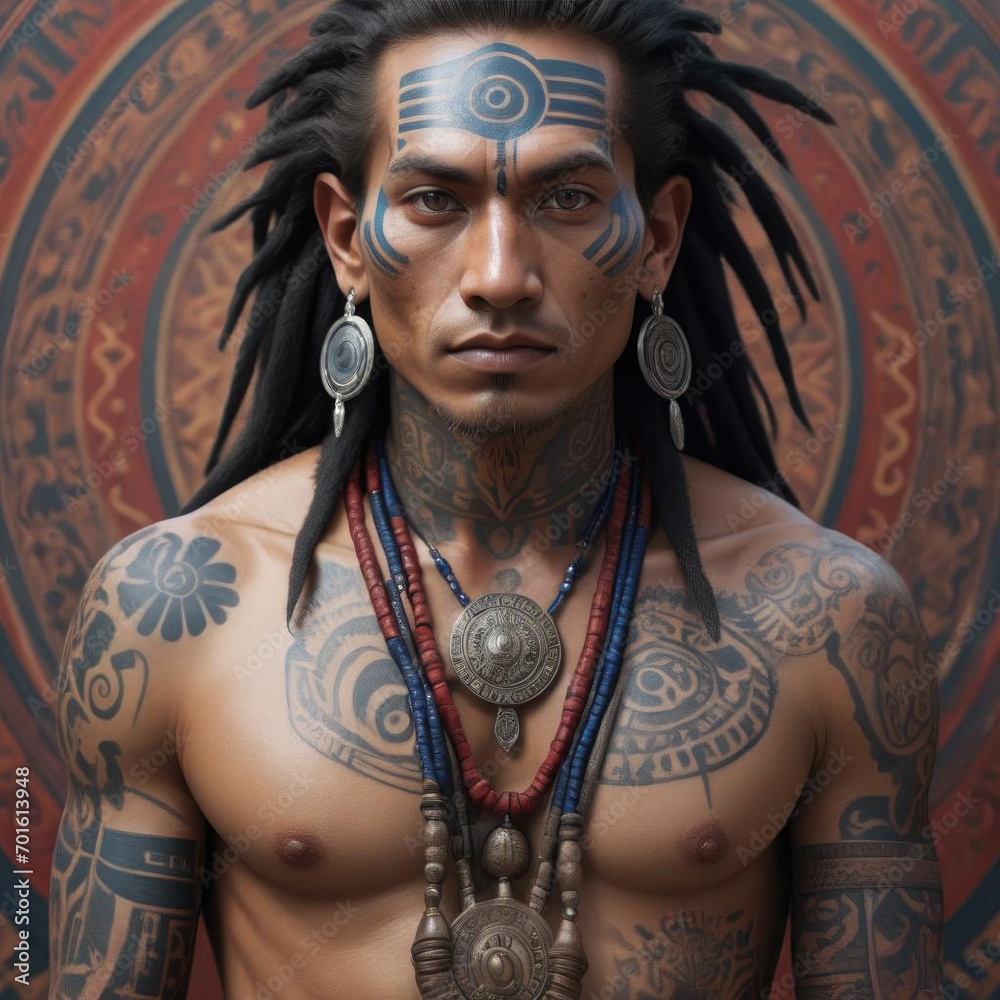 Ultra-realistic Illustration of a Mesomorph Native American Man with ...