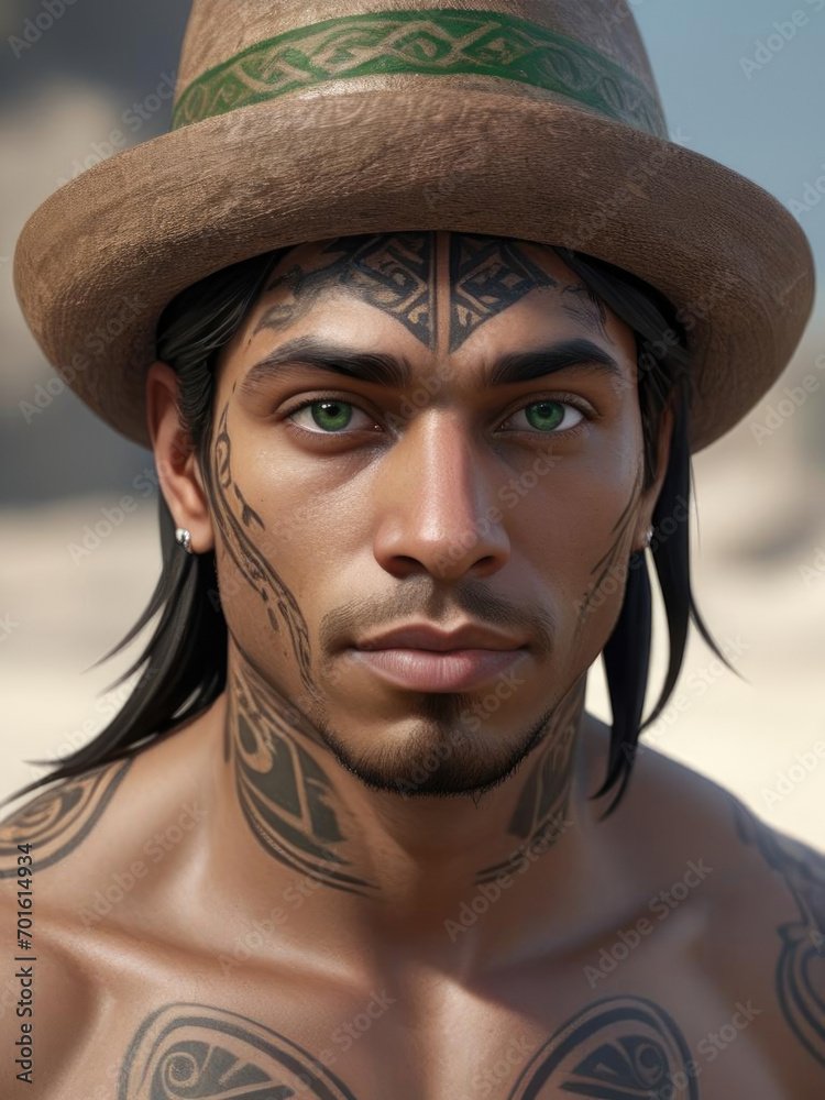 Ultra Realistic Simulation of a Tall Hispanic Man with Filipino Tribal ...