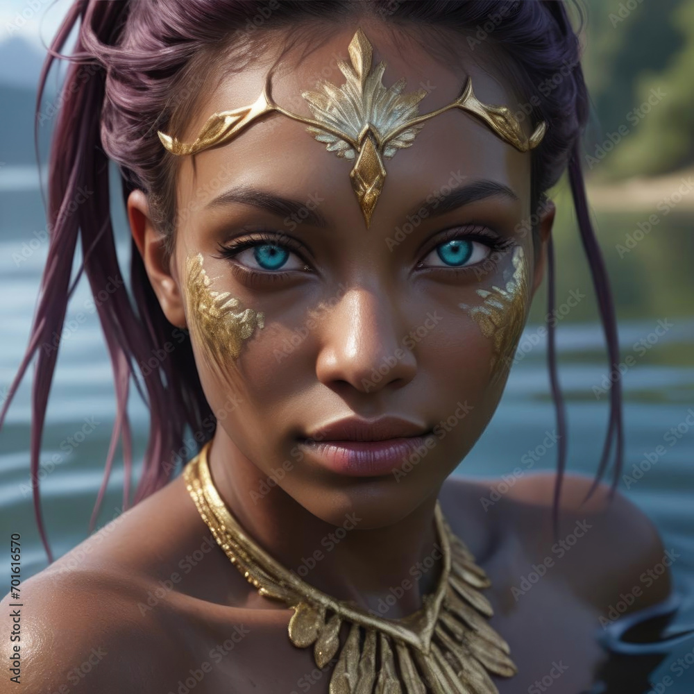 Enthralling Naiad By The Shimmering Lake Above Average Height Pacific Islander With Violet