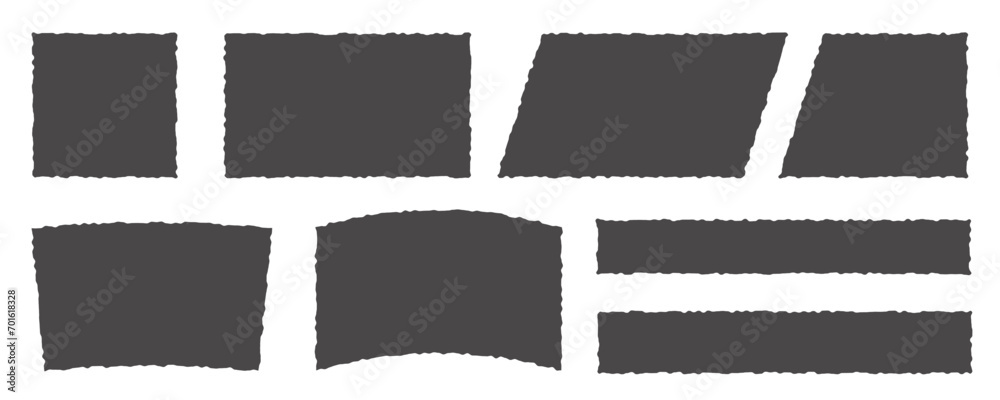 Paper rectangle with rough edge. Torn shapes with jagged border. Grunge ...