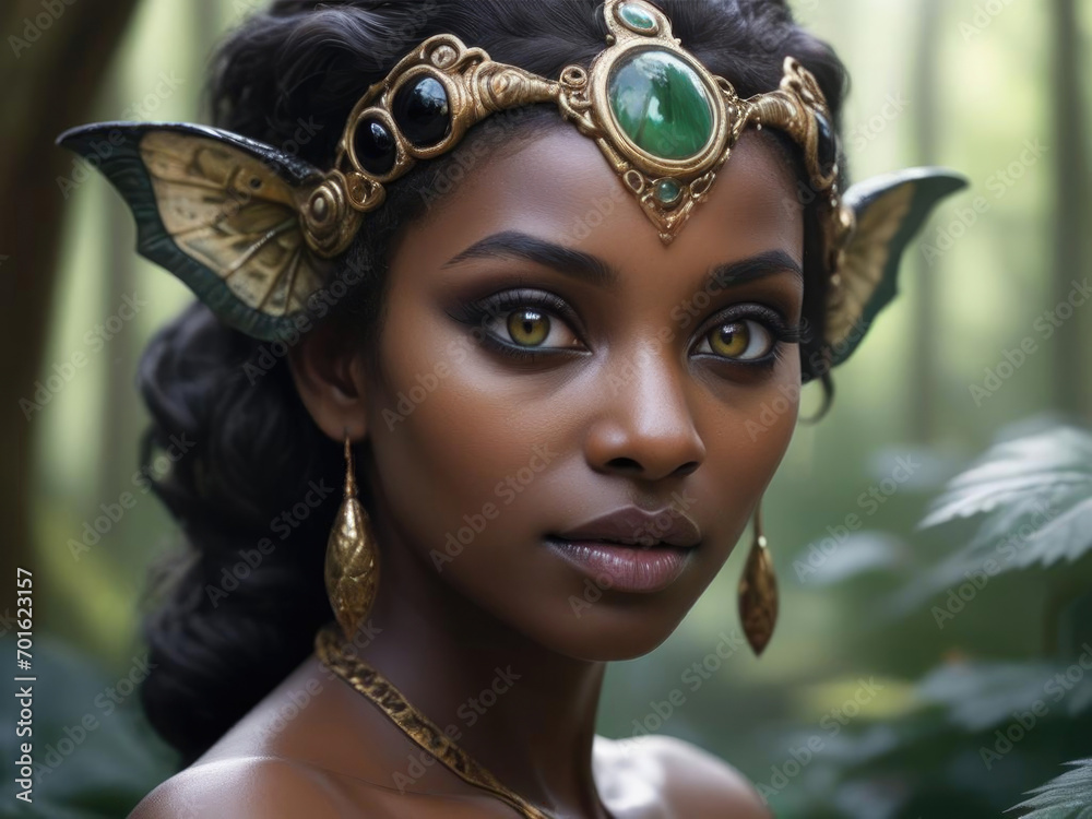 Enchanting Impressionist - mystical nymph with coily hair and hazel ...