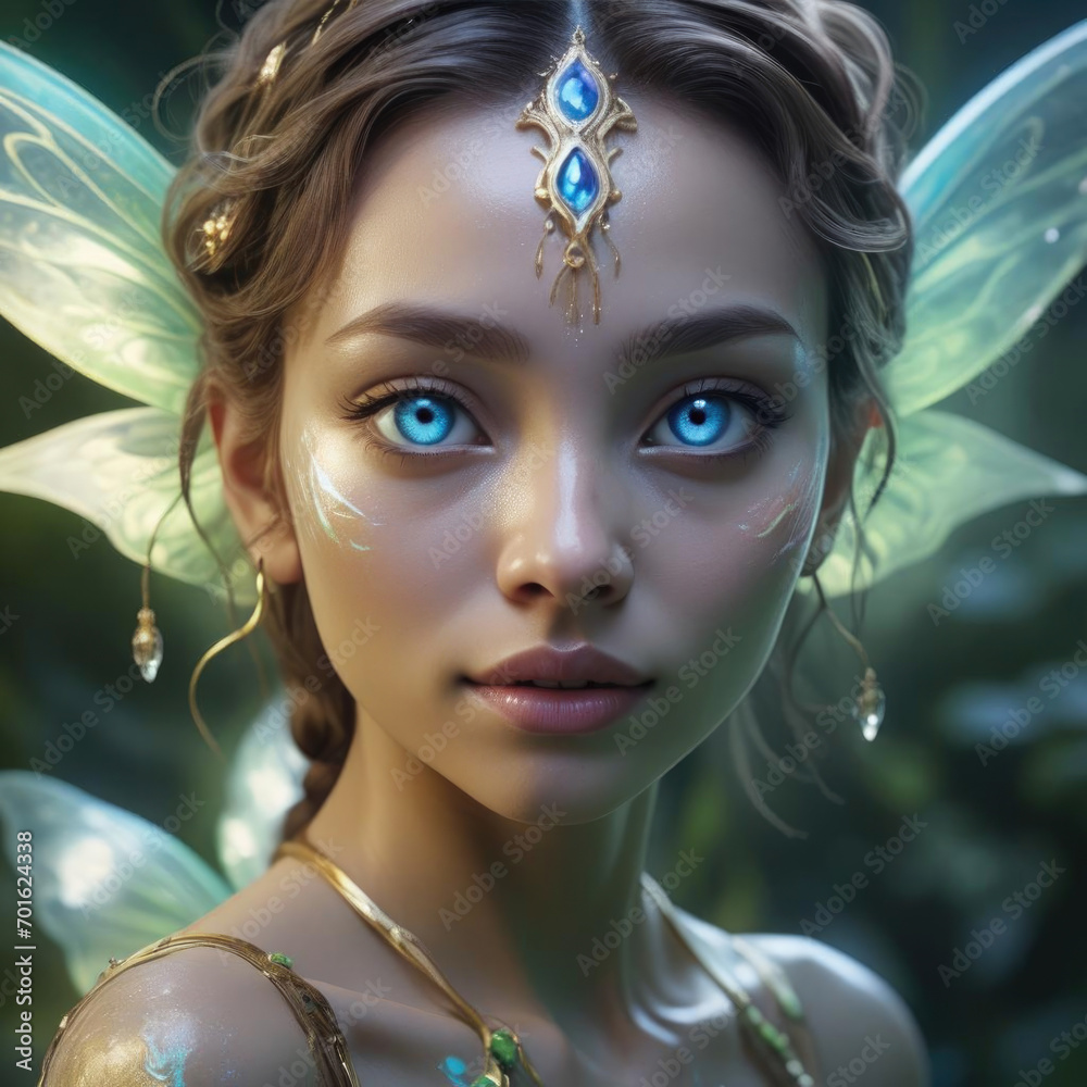 Ethereal Fairy - A captivating close-up of a short, lanky, light-skin ...