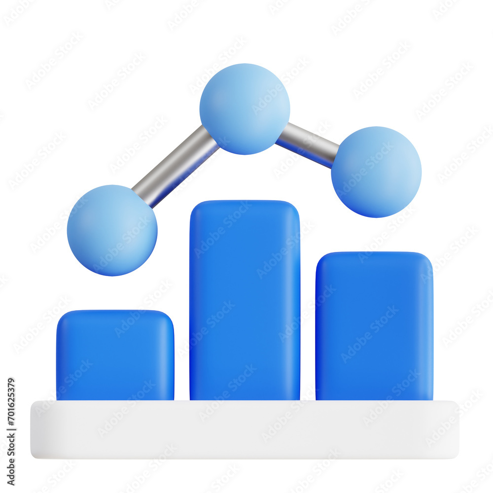 Futuristic Data Analysis 3d Render Of Bar Chart Evolution 3d Bar Chart Design 3d
