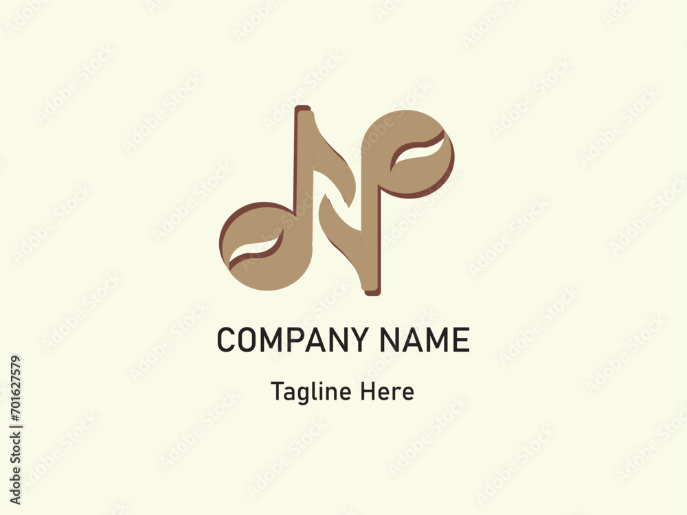 logo illustration coffee cup logo with melody letter N Stock Vector ...