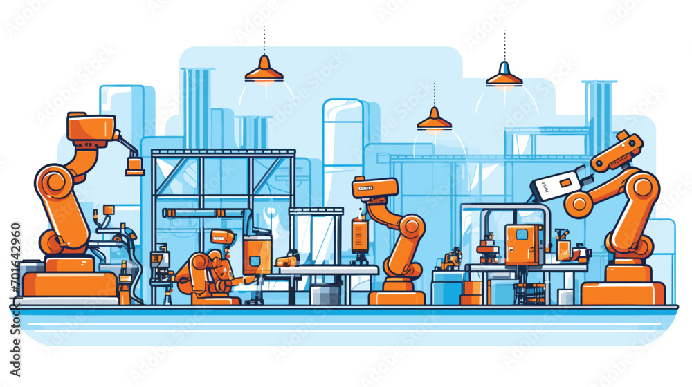 robotic technology in a vector scene illustrating a diverse range of ...