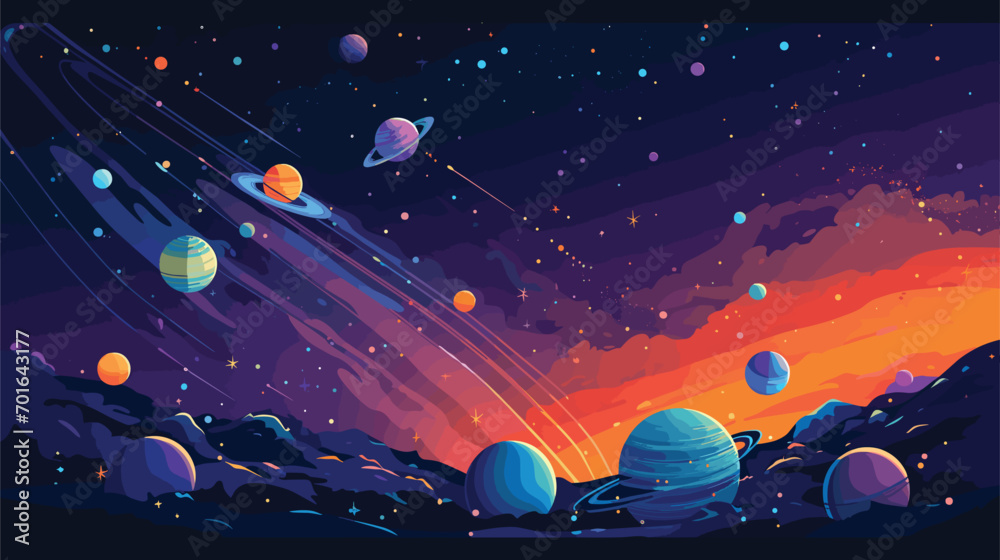 beauty of a cosmic panorama with a vector scene portraying the vastness ...