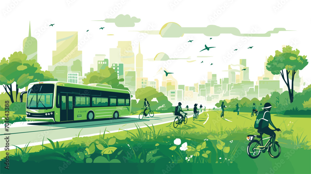 green spaces in transportation with a vector scene featuring bike lanes ...