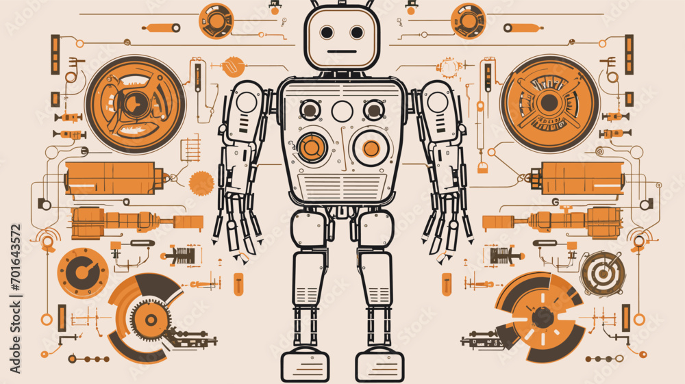 robotic anatomy with a vector art piece depicting the internal components and circuitry of ...