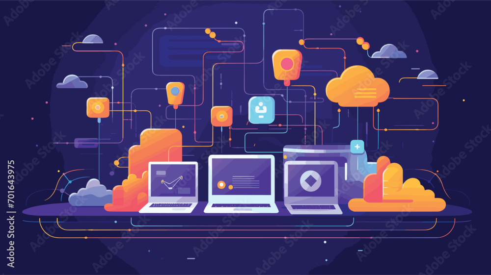 nature of data sharing with a vector scene featuring interconnected ...