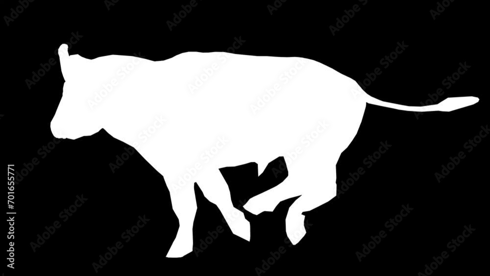 A buffalo running on black background with alpha channel included at ...