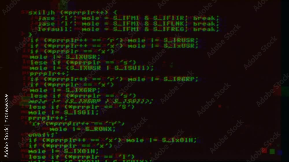 Vidéo Stock Deliberate Heavy Distortion Effect Downward Scrolling Of Source Code Instructions