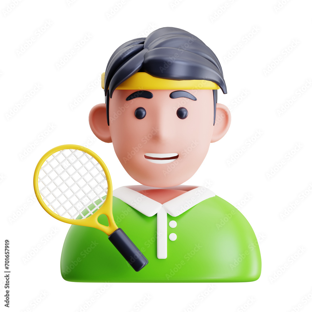 Court Presence 3D Tennis Player Illustration. Interactive Sports Figure ...
