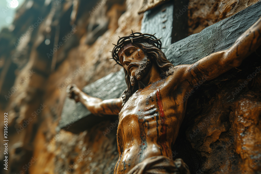 Foto de Crucifixion and resurrection of Jesus Christ at Easter, belief ...