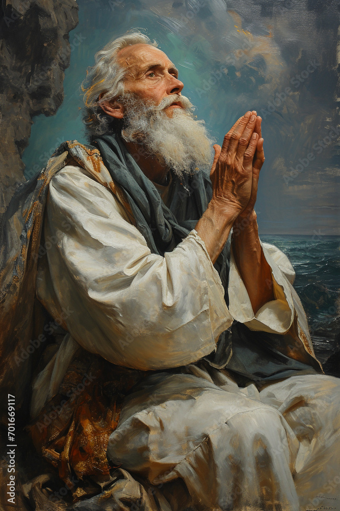 Praying Elijah the prophet Stock Illustration | Adobe Stock