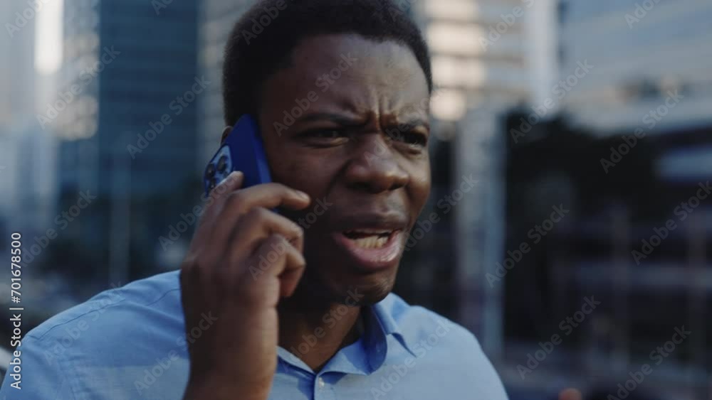 Nervous Young Businessman Speaking on the Phone and Yelling During the ...