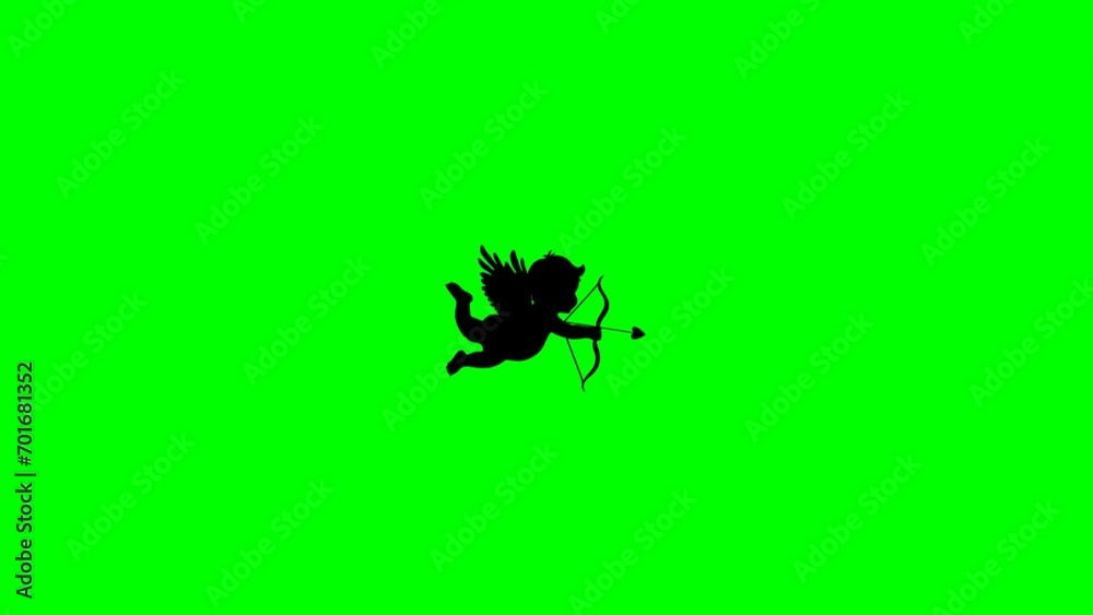Cupid silhouette flying across green screen Stock Video | Adobe Stock