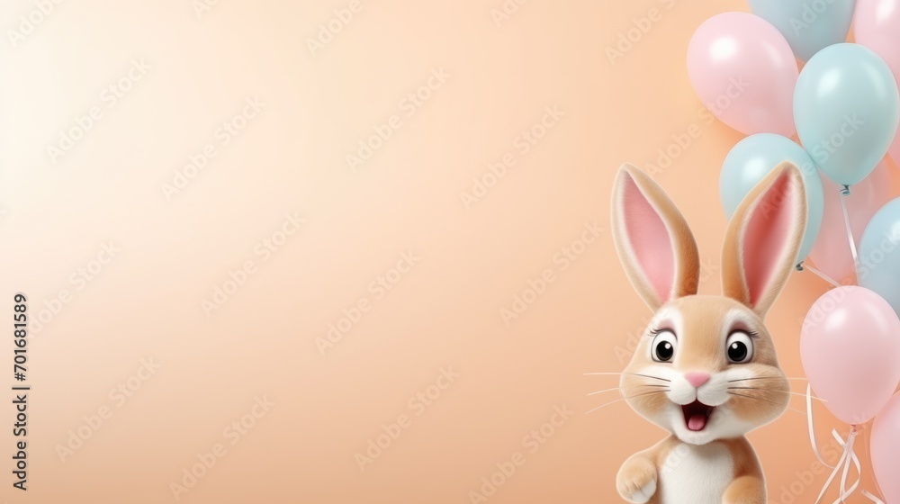 Cute Spring Easter Bunny background. Happy Easter watercolor ...