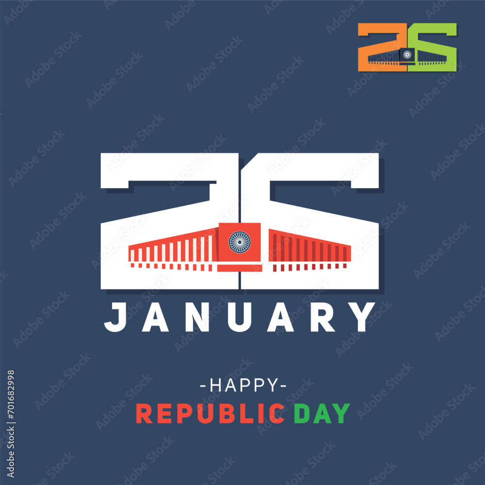 26th January. Republic Day of India. A creative typographical logo ...