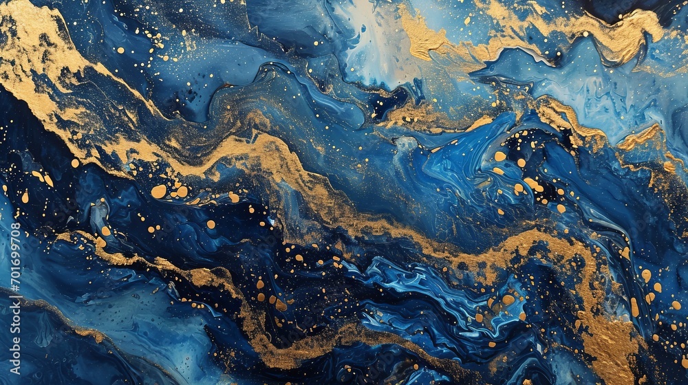 Abstract blue liquid marble background with shiny glitter. Design ...