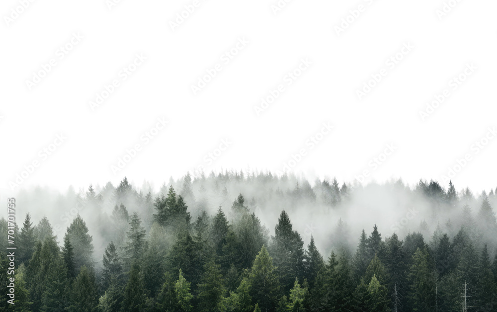 The Silence of Nature in a Fog-Enshrouded Dense Forest Isolated on a ...