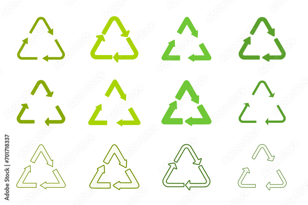 Recycle icon set. Waste recycling material symbol. PNG graphic on ...