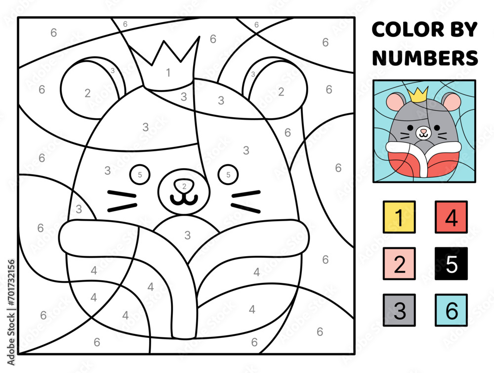 Mouse king in crown. Color by number. Squishmallow. Coloring page. Game ...