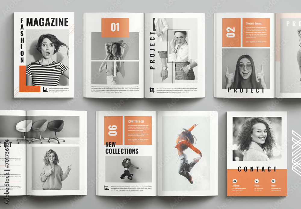 Minimal Fashion Magazine Design Layout Template Stock Template | Adobe ...