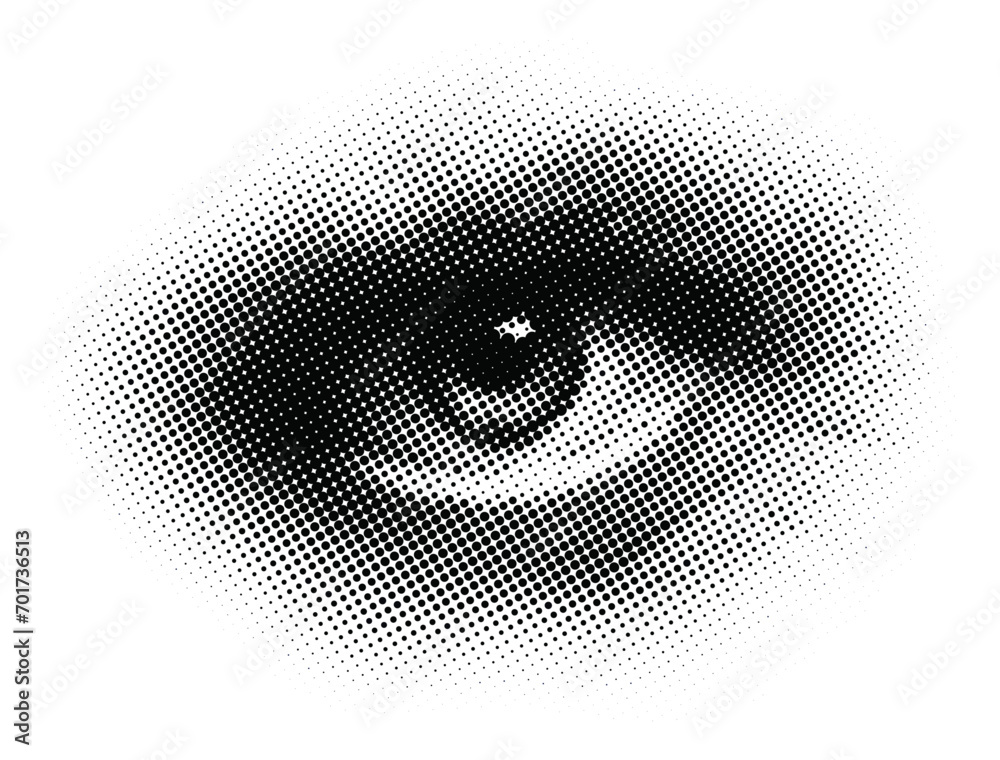 Observant gaze. Black and white vector illustration portraying a human ...