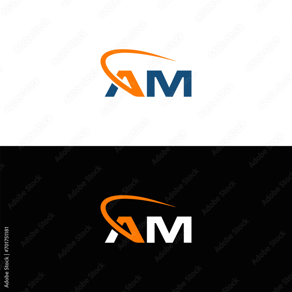 AM logo. A M design. White AM letter. AM, A M letter logo design ...