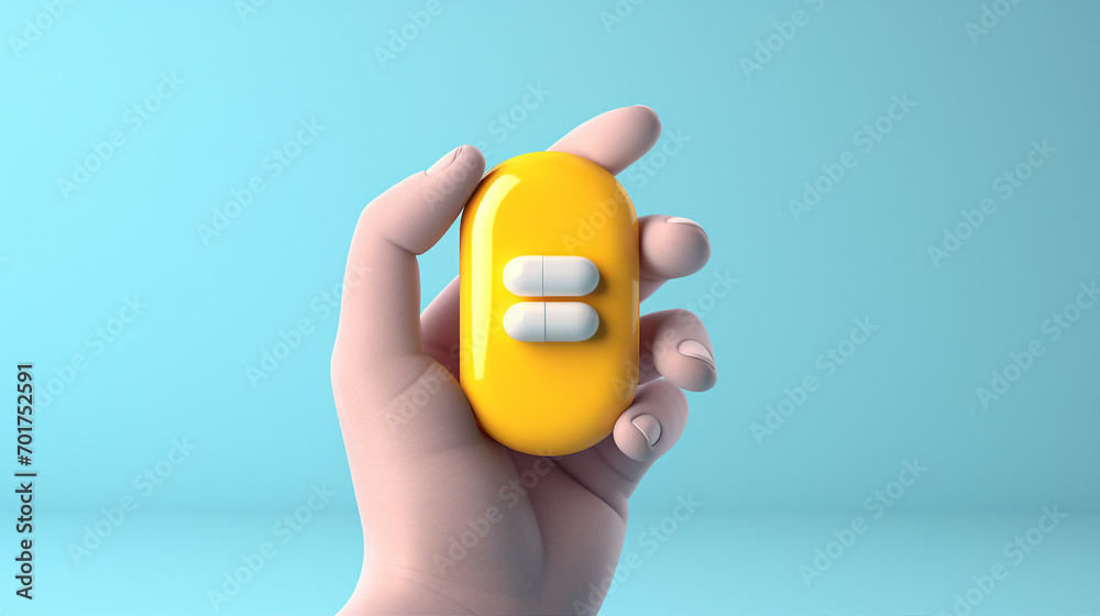 Skilled Doctor Offering Medicine: 3D Hand Holding Drug Icon for ...